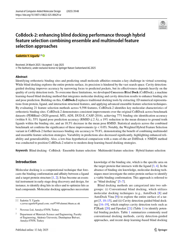 CoBdock-2: Advanced Blind Docking Method | PDF | Docking (Molecular ...
