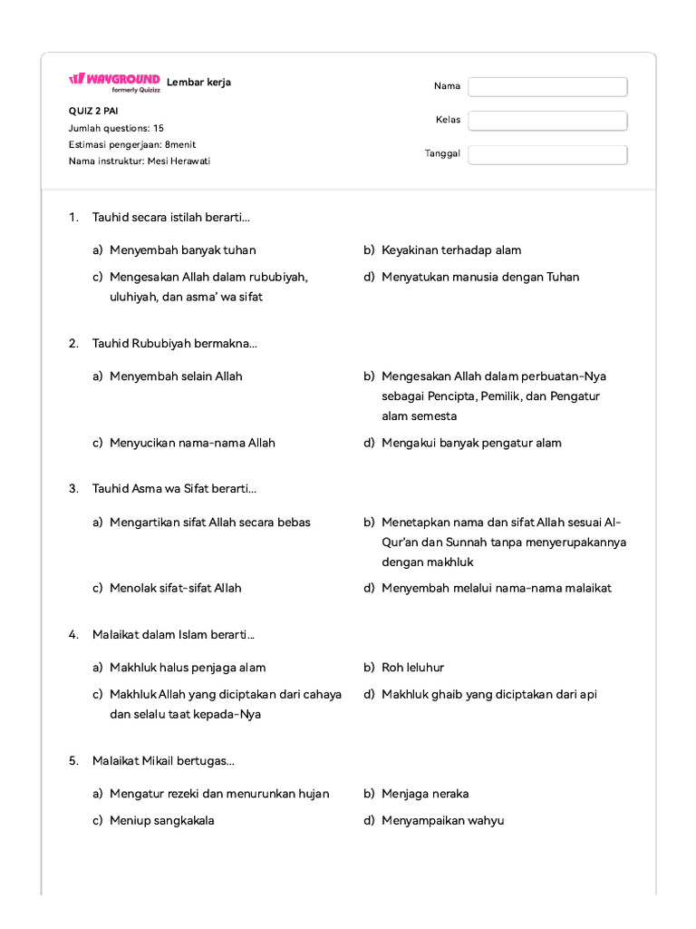 QUIZ 2 PAI - Wayground | PDF