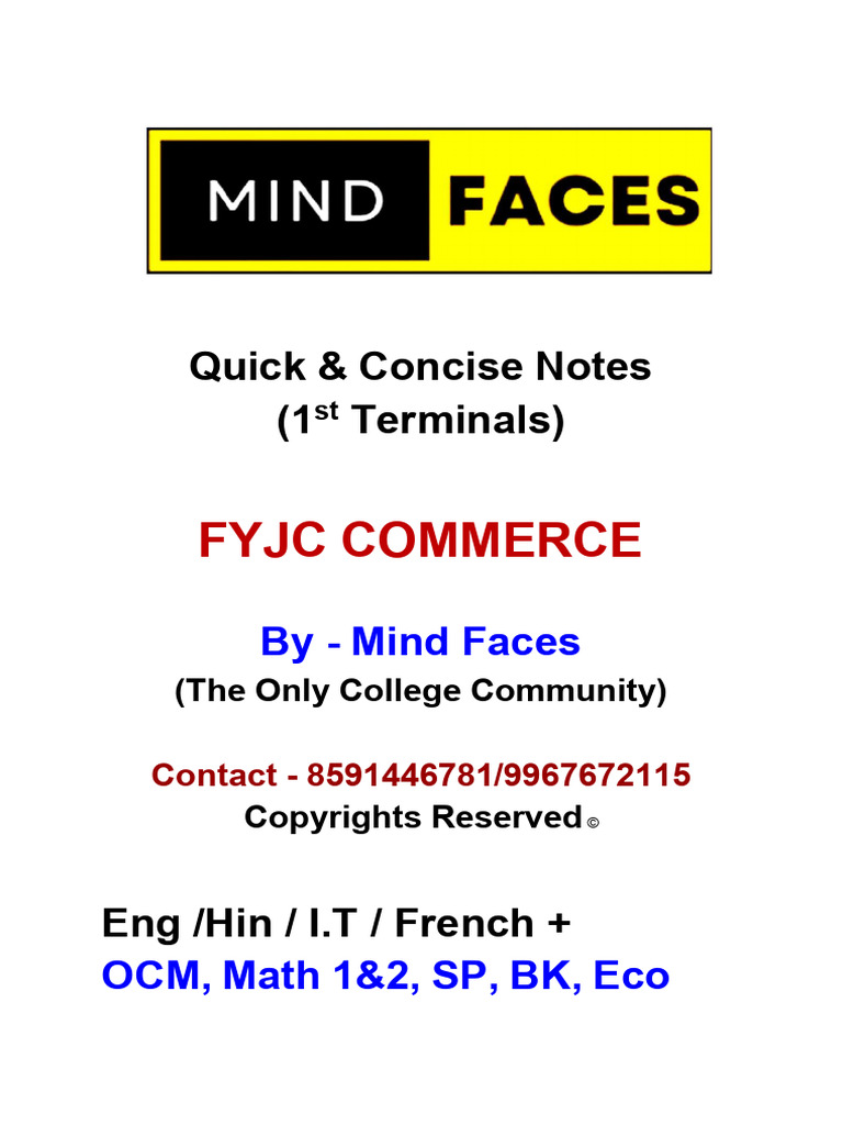 Mind Faces - FYJC Commerce Terminals | PDF