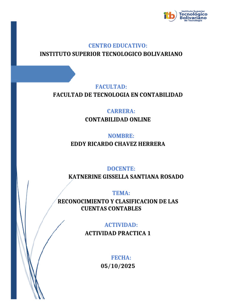 Actividad Practica 1 - Contabilidad Reconocimiento de Cuentas Contables | PDF | Contabilidad ...