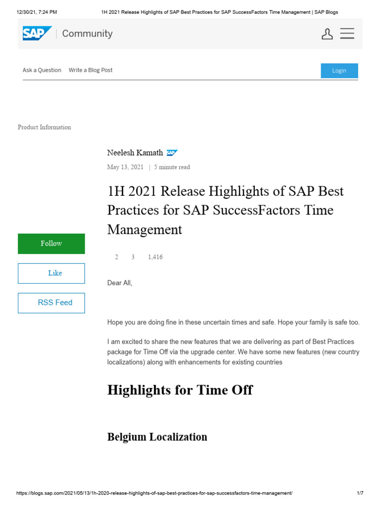1H 2021 Release Highlights of SAP Best Practices For SAP SuccessFactors ...