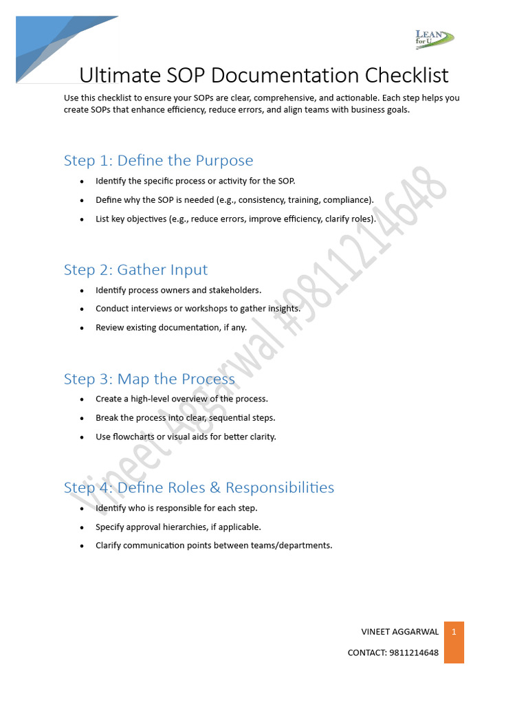 SOP Documentation Checklist | PDF | Computing