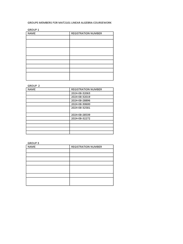 MAT2101 Linear Algebra Group Members | PDF