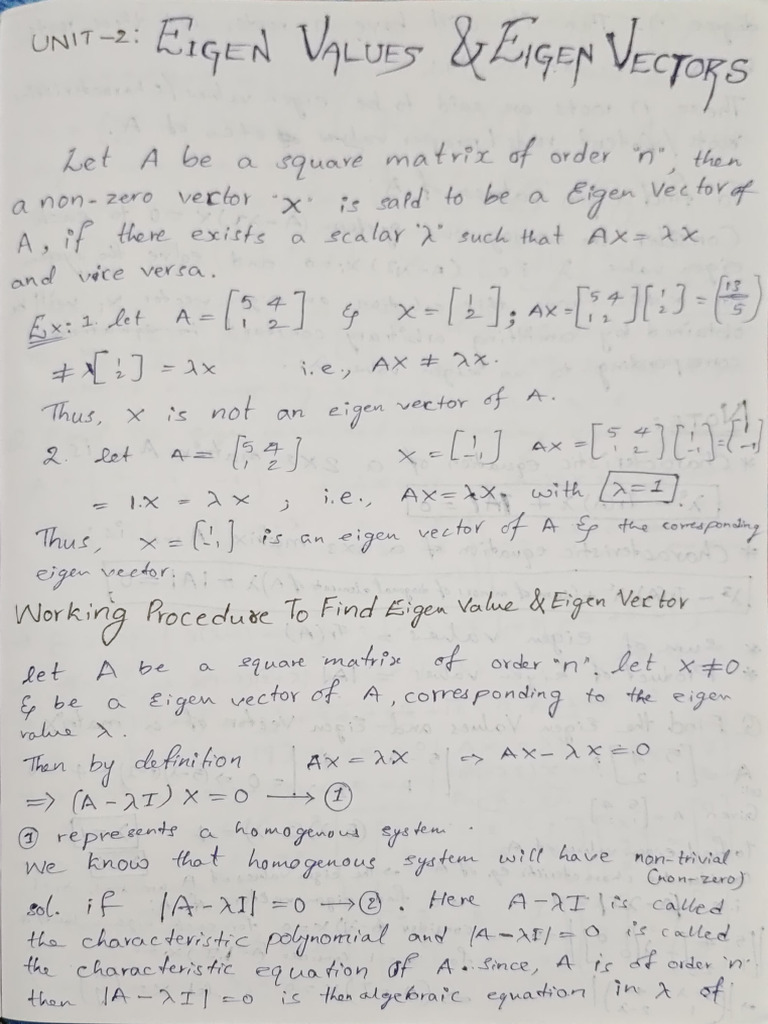 Eigen Values and Vectors | PDF | Matrix Theory | Mathematical Analysis