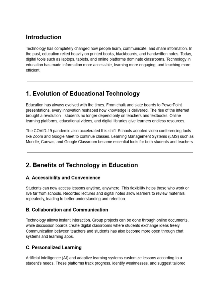 The Impact of Technology On Modern Education | PDF | Learning | Teachers