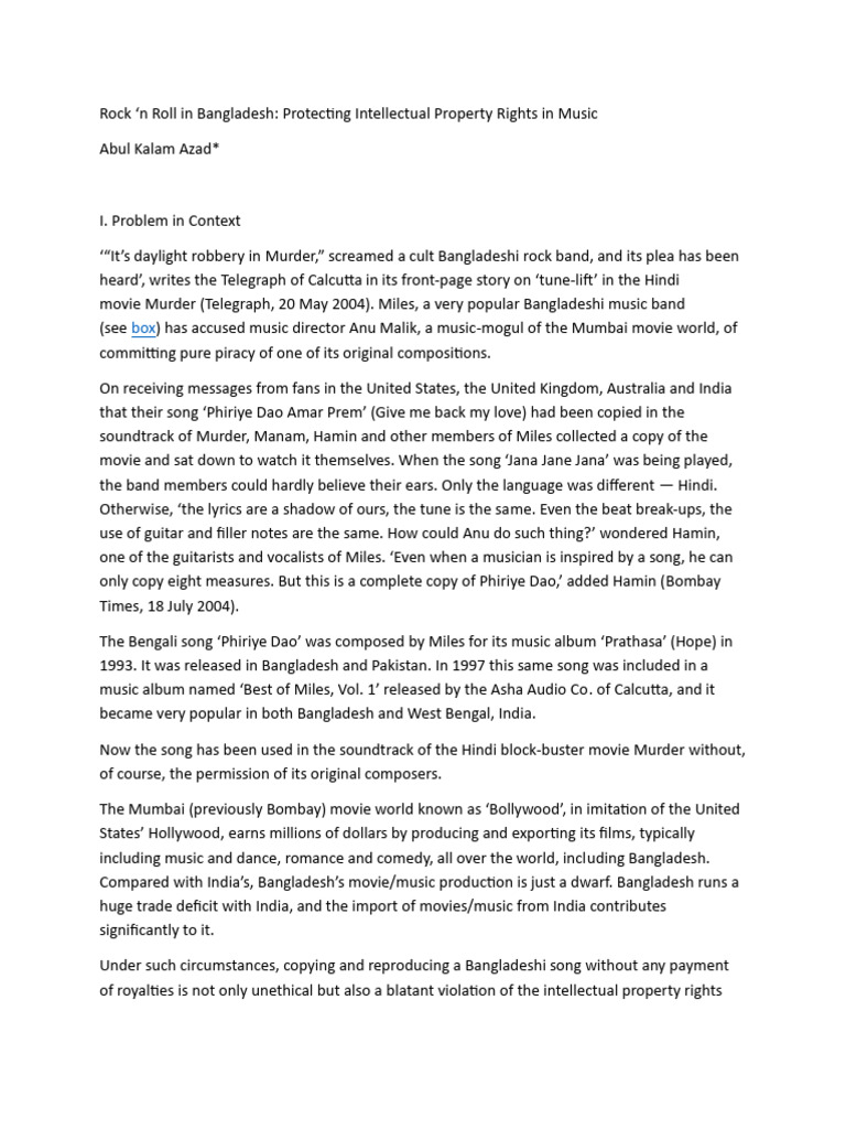 Protecting Music IP Rights in Bangladesh | PDF | Trips Agreement ...
