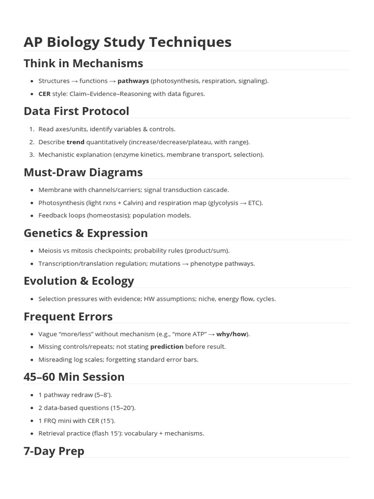AP Biology Study Techniques | PDF