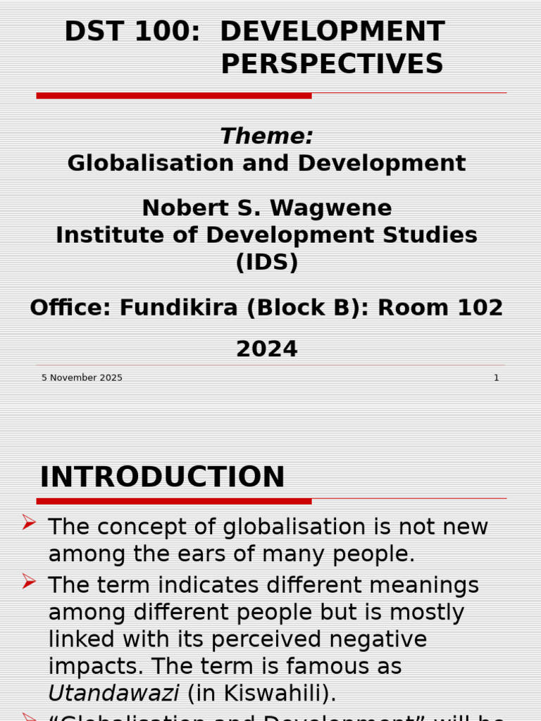 DST 100 Globalisation and Development - 2024 | PDF | Globalization | Developing Country