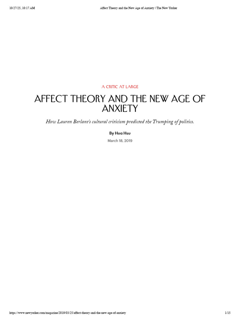 Affect Theory in Trump's Era | PDF | Psychology