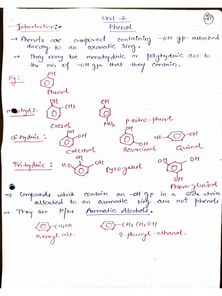 Unit 2 Phenol Handwritten Notes | PDF