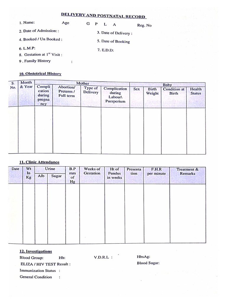 Comprehensive Maternity Record Template | PDF | Childbirth | Medical ...