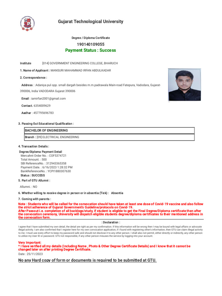 Student - Gtu.ac - in Convocation Convocation Print - Aspx en ...
