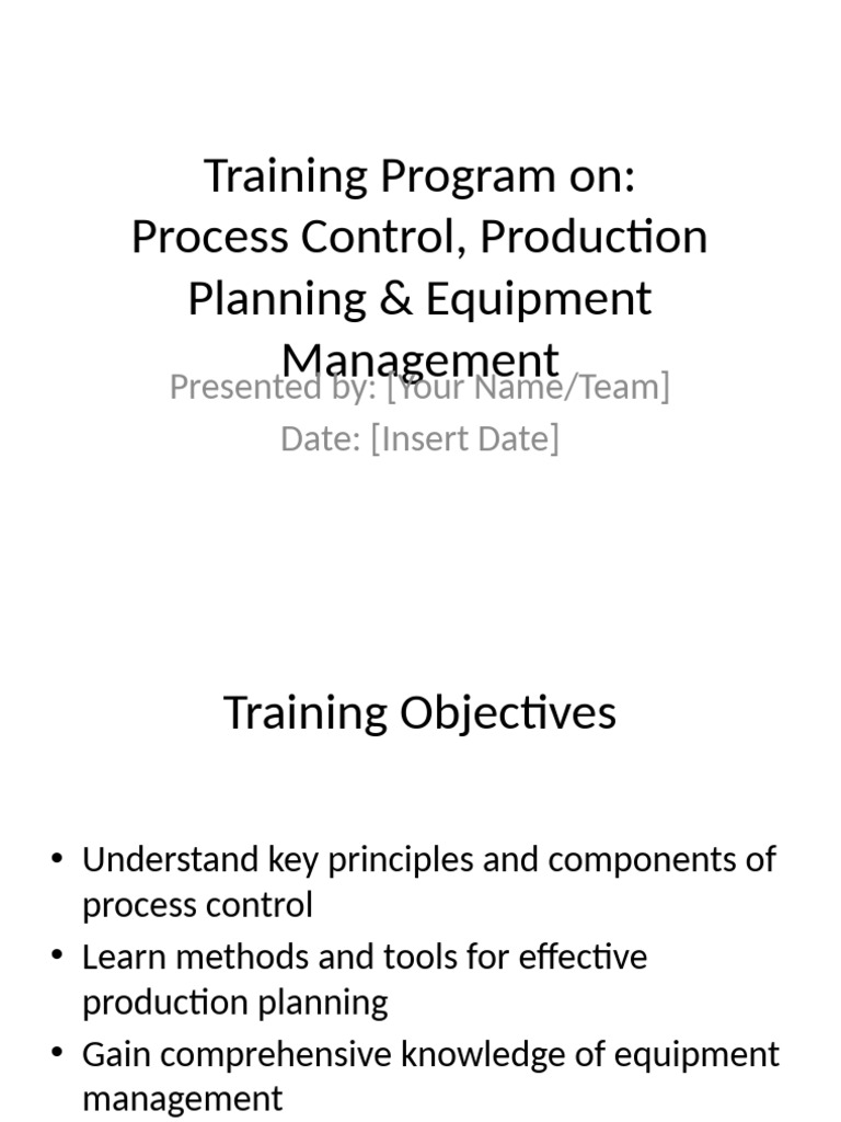 Process Control Production Equipment Training | PDF | Production And ...
