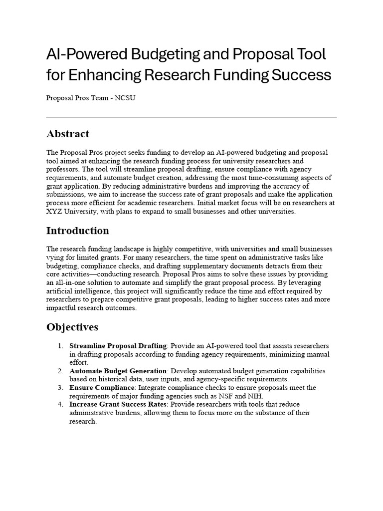 AI Tool for Streamlining Grant Proposals | PDF | Artificial ...