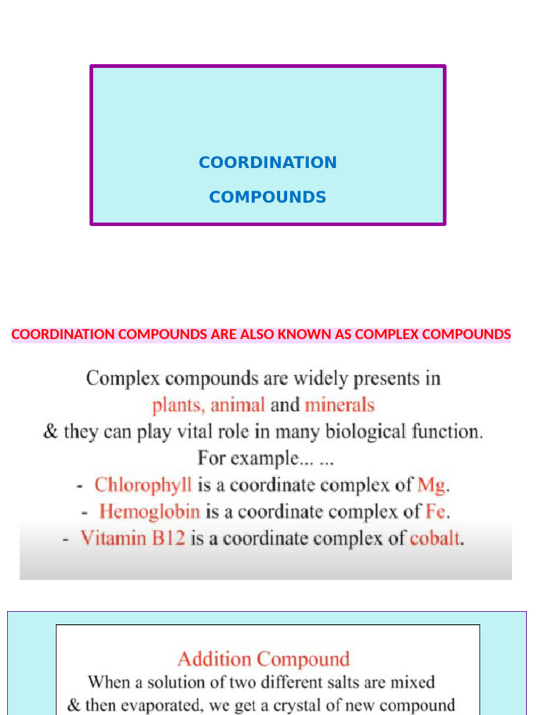 Coordination Compounds Overview | PDF | Coordination Complex | Ligand