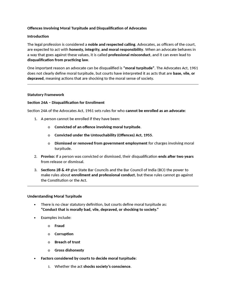 Moral Turpitude and Advocate Disqualification | PDF | Moral Turpitude ...