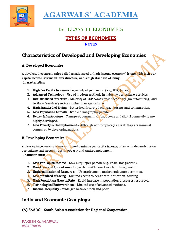 Class 11 ISC Economics: Types of Economies | PDF | Capitalism | Private ...