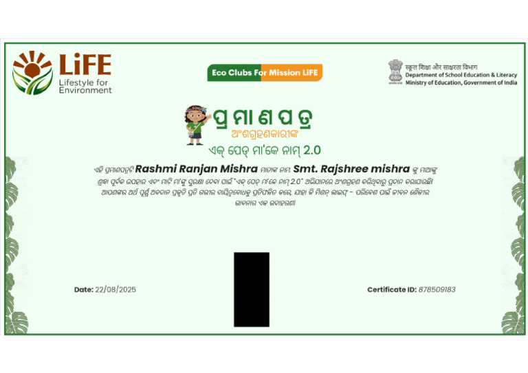 EcoClubs Certificate 878509183 | PDF