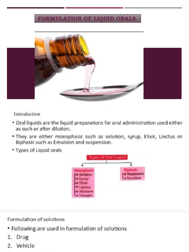 Formulation of Liquid Orals | PDF
