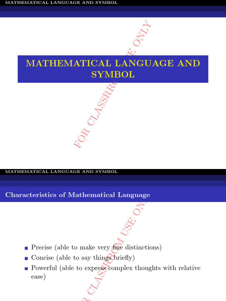 Mathematical Language and Symbol Basics | PDF | Numbers | Element ...