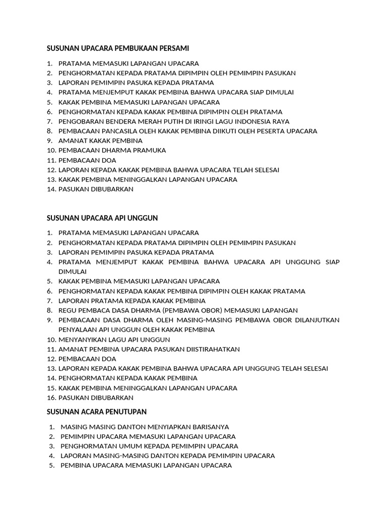 Susunan Upacara Persami Lengkap | PDF
