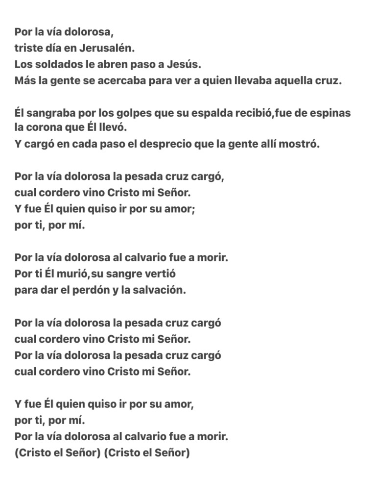 Letra de "Por la Vía Dolorosa" | PDF