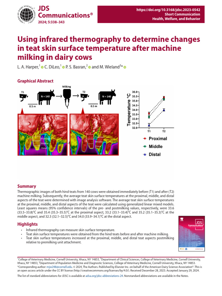 Teat Surface Temp Change Determination by IRT After Machine Milking ...