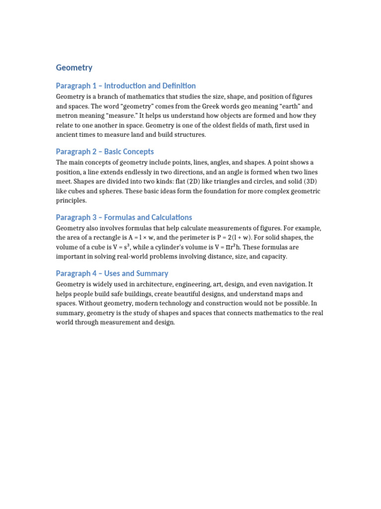 Understanding Geometry: Concepts & Uses | PDF