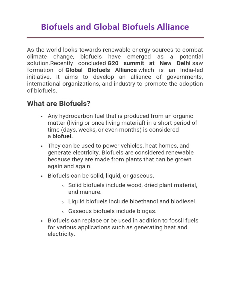 Global Biofuels Alliance Overview | PDF | Biofuel | Sustainable ...