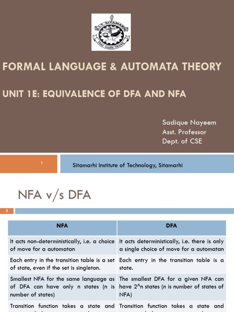 Equivalence of DFA and NFA Explained | PDF | Automata Theory ...