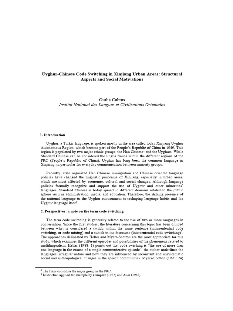 Uyghur-Chinese Code Switching in Xinjiang Urban Areas_Structural ...