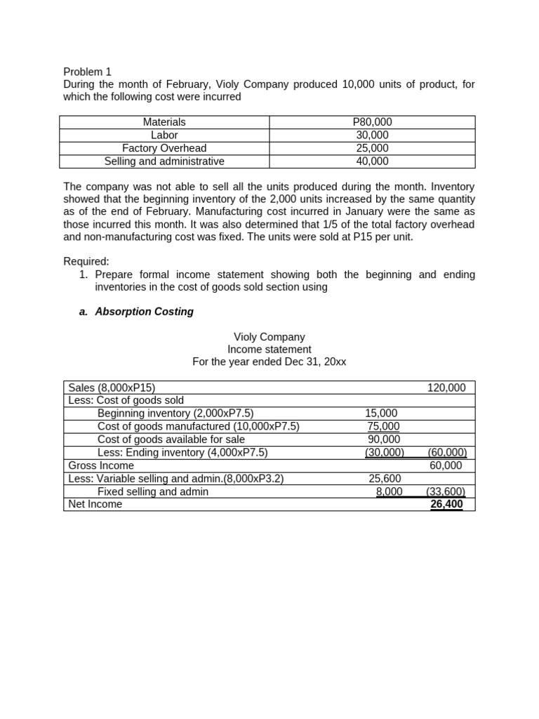 Problem 1 | PDF | Cost Of Goods Sold | Inventory