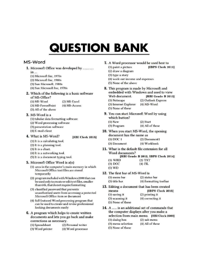 MS Office MCQs | PDF