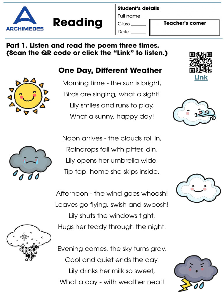 Poem and Activities on Daily Weather | PDF