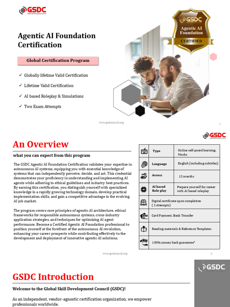 Agentic Ai Foundation Certification Broucher | PDF | Artificial Intelligence | Intelligence (AI ...