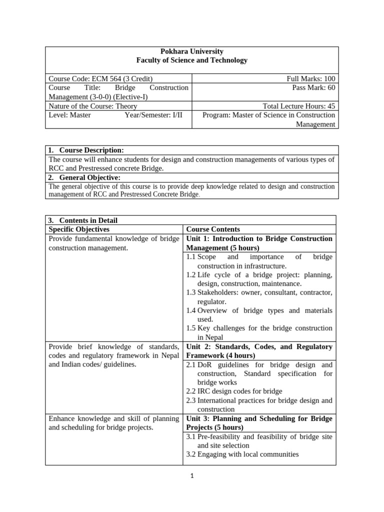5 - II - 20250728 RVSD - Final - Bridge Final Syllabus For CM | PDF ...