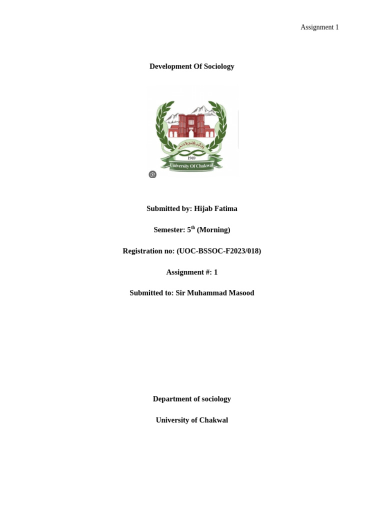 Development of Sociology Front Page | PDF