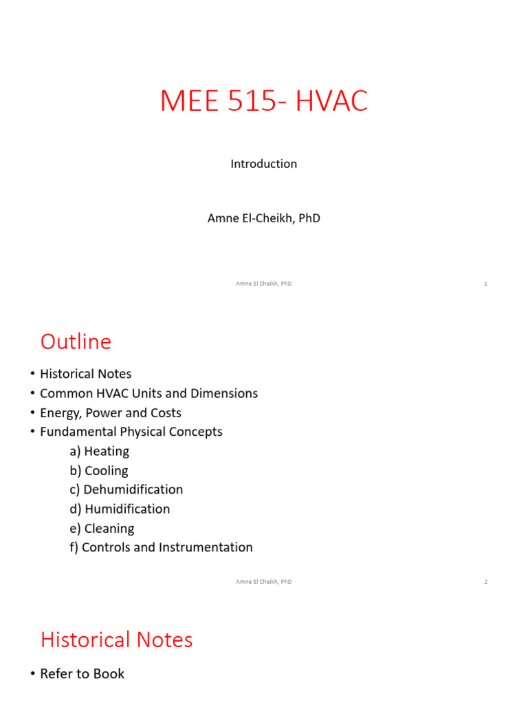 Mee 515 - Hvac - Lecture 1 | PDF | Heat | Heat Transfer