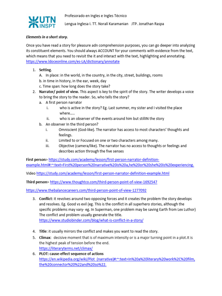 Analyzing Short Story Elements | PDF | Narration