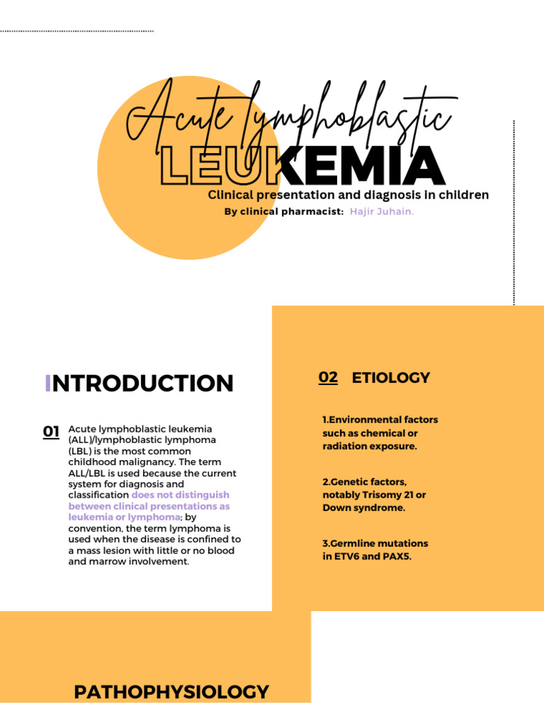 Clinical Presentation, Features and Diagnosis of ALL and LBL in Children. | PDF | Leukemia | Blood