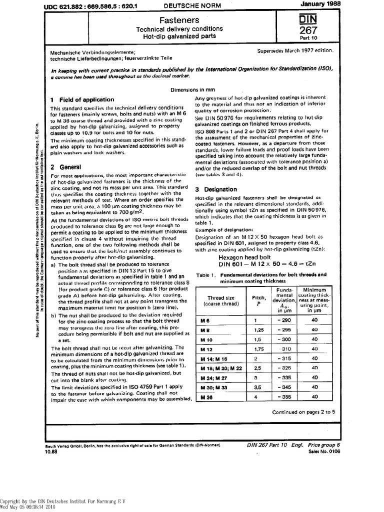 Din 267-10 - 1988 | PDF