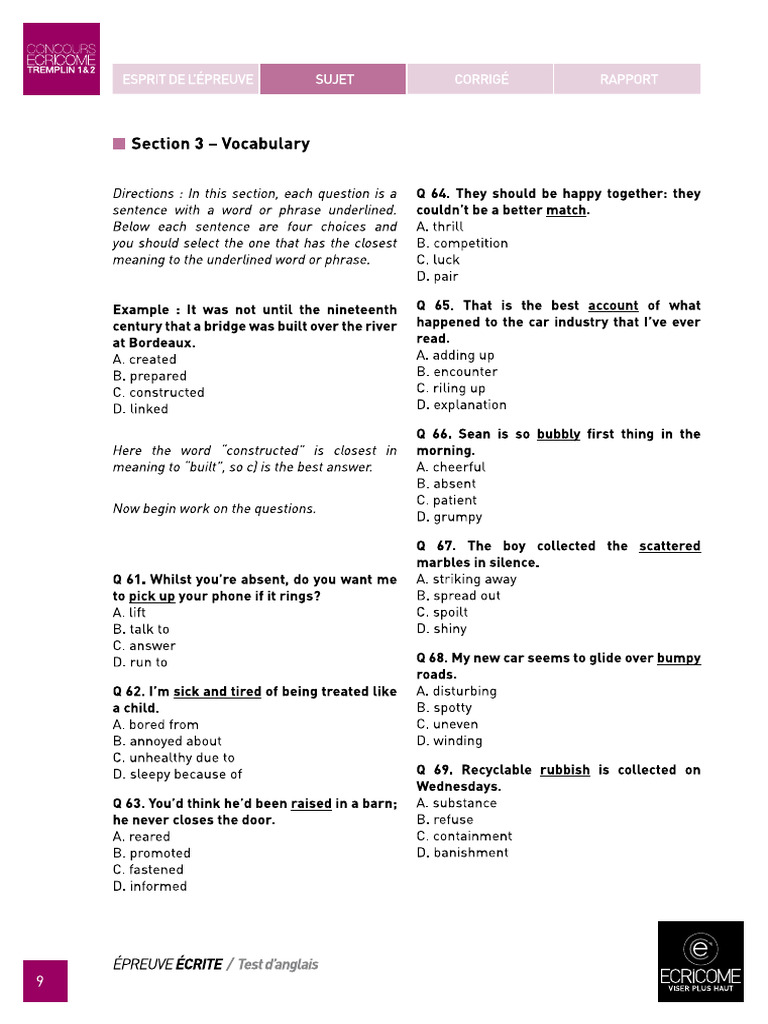 Anglais Tremplin 1 Part 2 | PDF