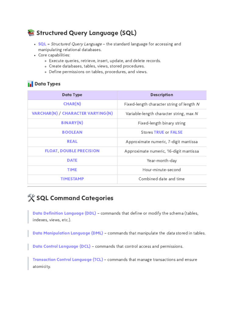 SQL Basics_ Commands, Joins, Functions | PDF | Database Index | Sql