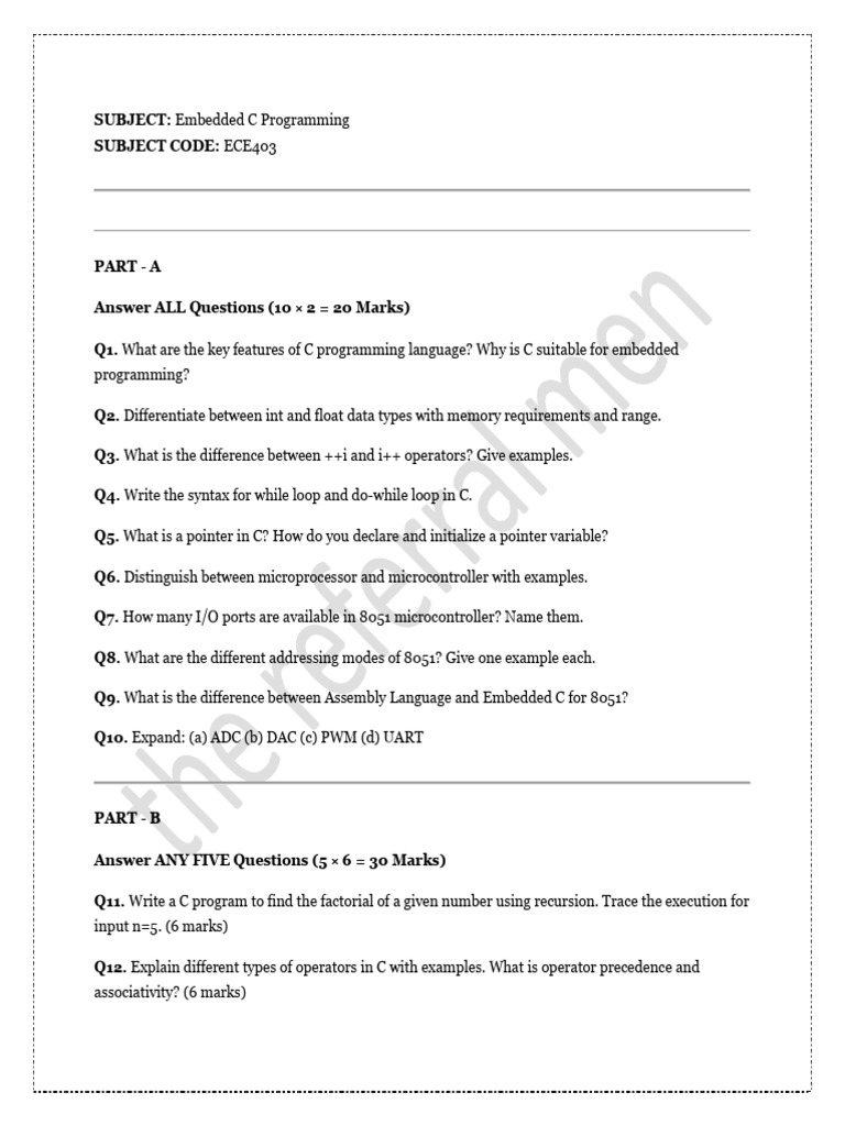 Embedded C Programming for ECE403 | PDF | Pointer (Computer Programming ...