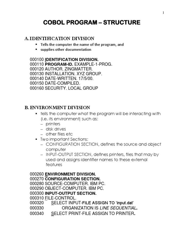 AP3 - Cobol - Week 01 - Program Structure | PDF | Computer File ...