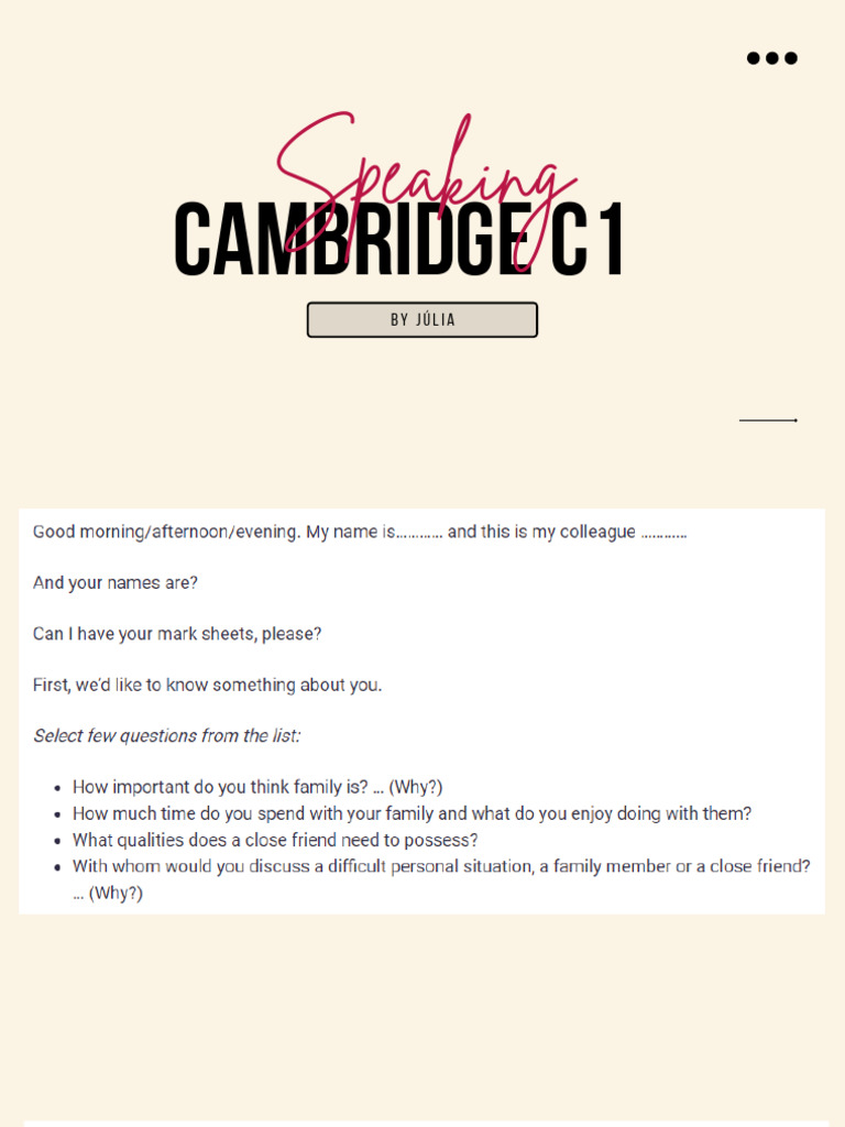 c1 Speaking | PDF