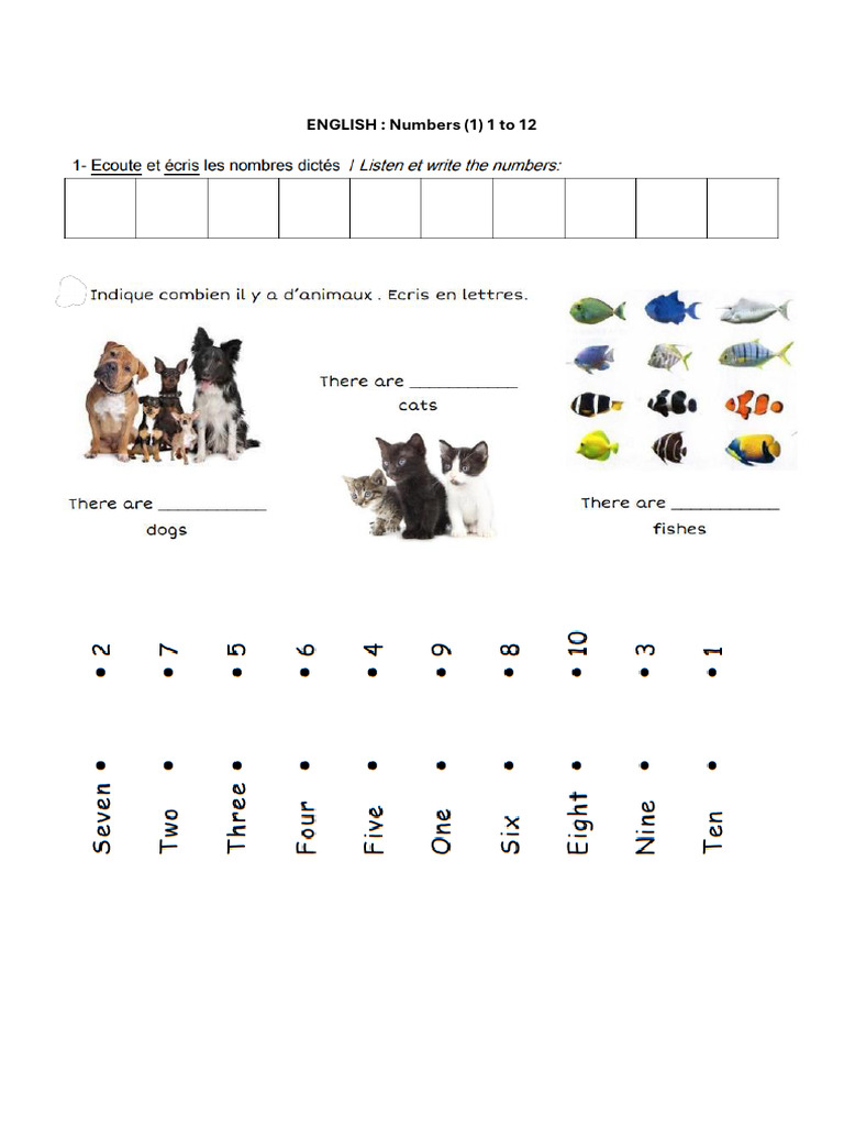 ENGLISH Numbers (1) 1 To 12 | PDF