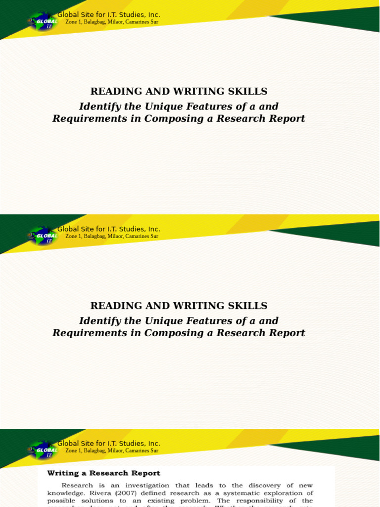 Research Report Writing Skills Guide | PDF