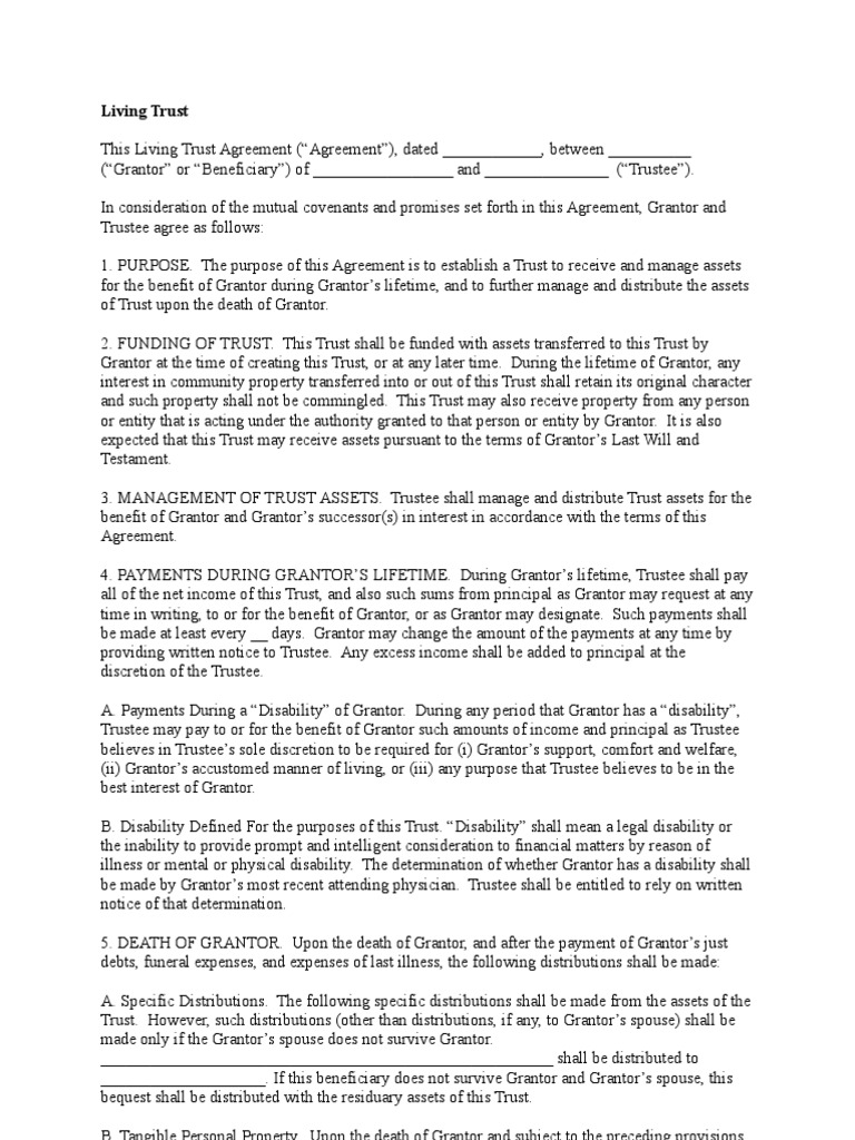 Living Trust - Sample Form.1 | PDF