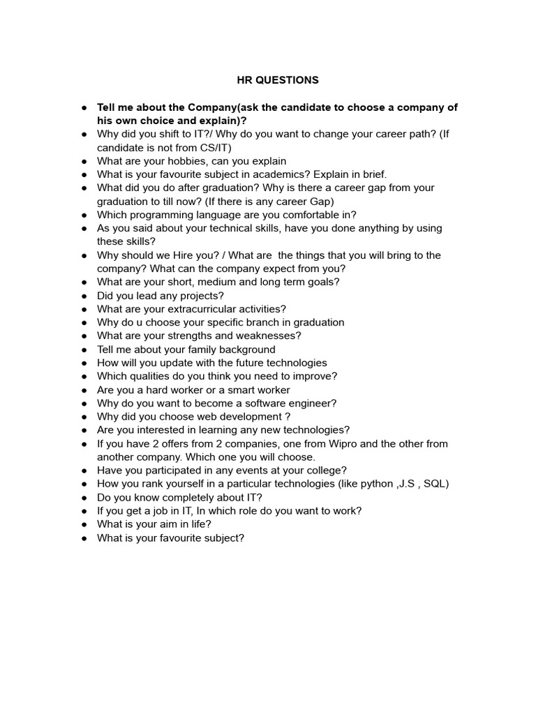 Essential HR Interview Questions Guide | PDF